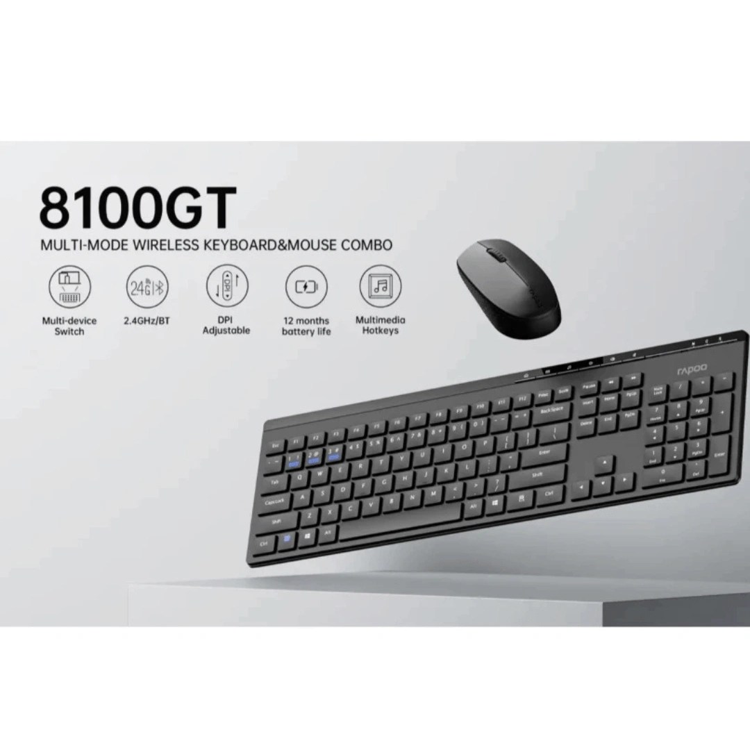 Rapoo 8100GT Multi-mode Wireless Keyboard & Mouse Combo - senQ
